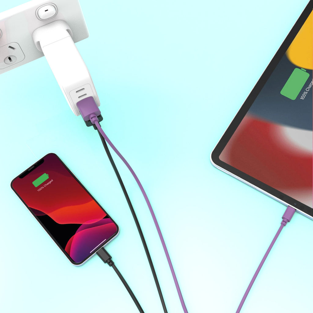 Laser 2m (2-pack) MFi Lightning Cable (Black/Purple) - JB Hi-Fi