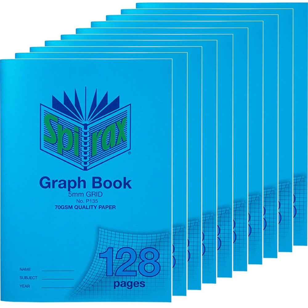 Spirax P135 Graph Book 5mm Grid 128 Page A4 (Blue) [10 Pack] - JB Hi-Fi