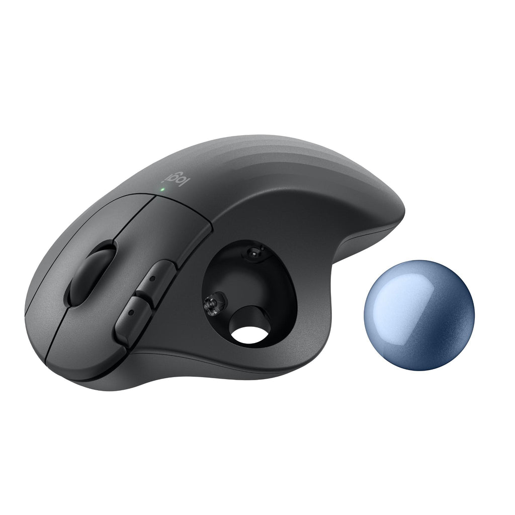 Logitech M575S Wireless Trackball Mouse (Black/Graphite Blue) - JB Hi-Fi