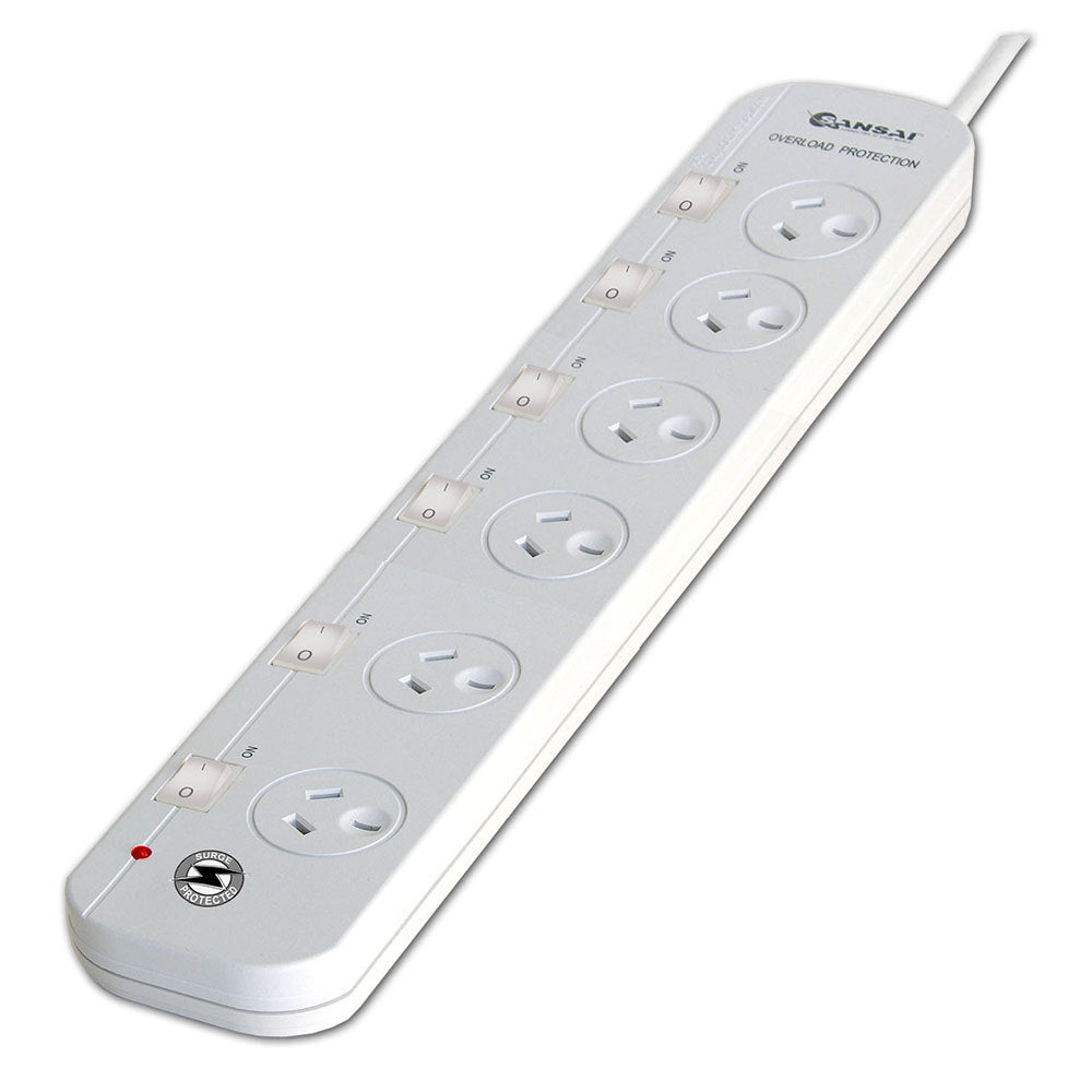 Sansai 6-Outlet Individually Switched Surge Protected Power Strip Board - JB Hi-Fi