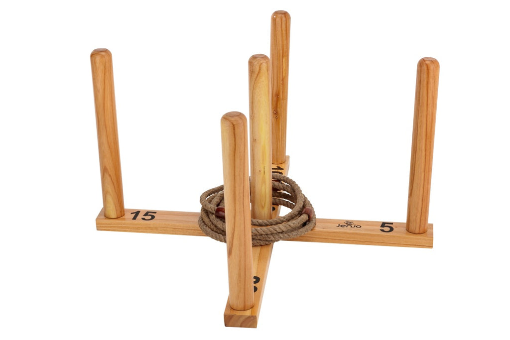 Jenjo Games Mega Quoits Wooden Rope Ring Toss Outdoor Game Set - 100cm - JB Hi-Fi