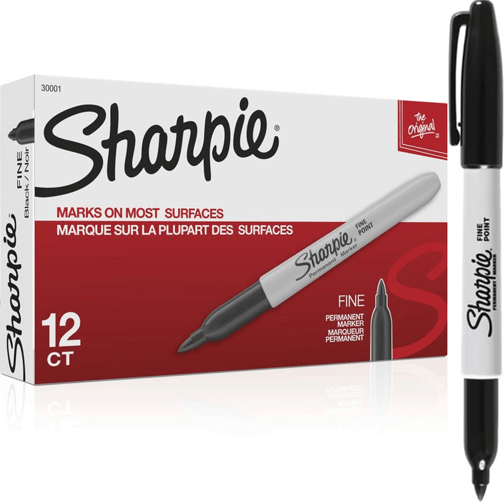 Sharpie Box 12 Permanent Marker Bullet Point Fine 1.0mm (Black) - JB Hi-Fi