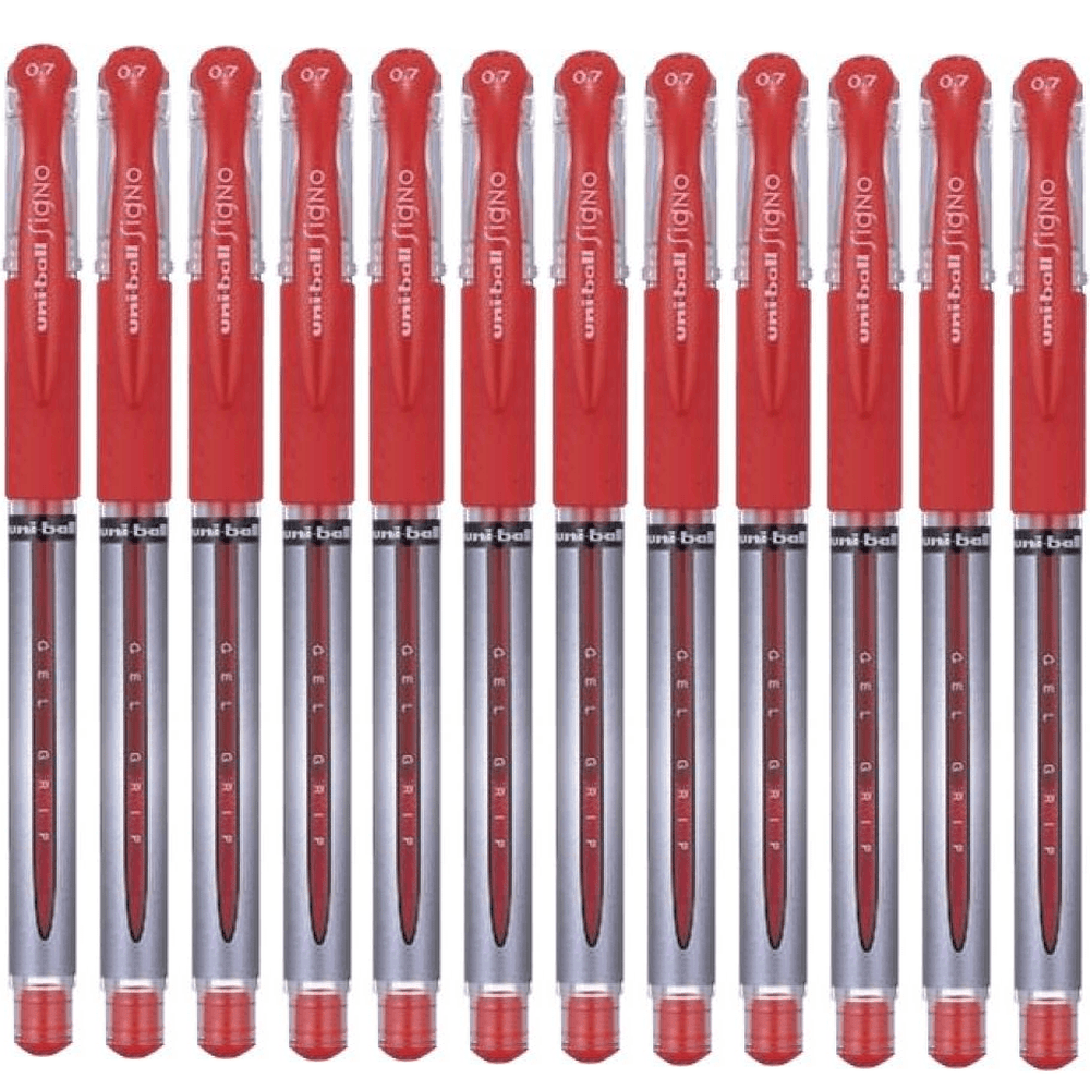Uni-Ball UM-151S Signo Grip Comfort Gel Ink Pen 0.7mm Fine (Red) [Box ...