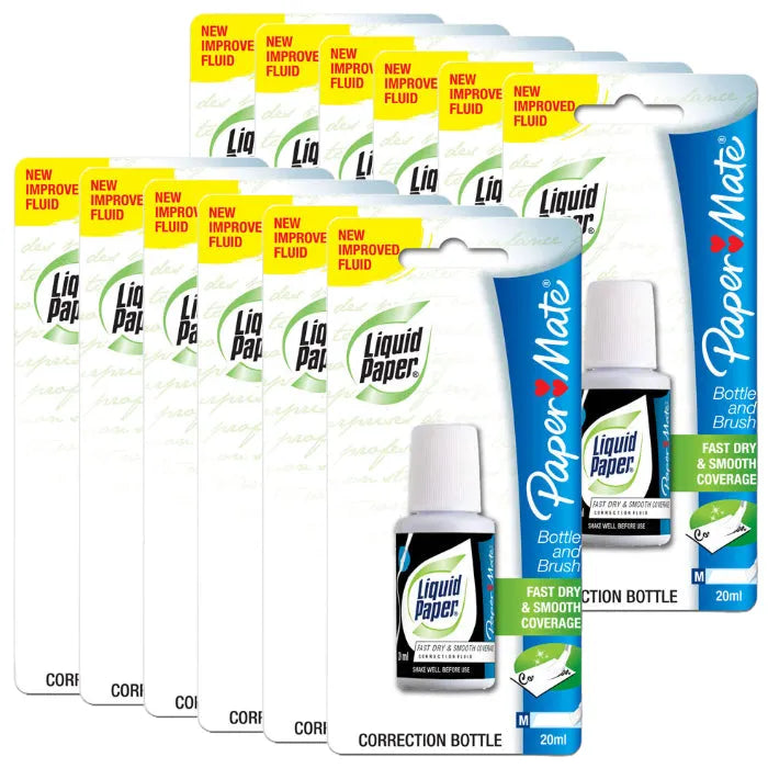 Papermate Liquid Paper Correction Fluid Fast Dry 20mL Box 12 - JB Hi-Fi