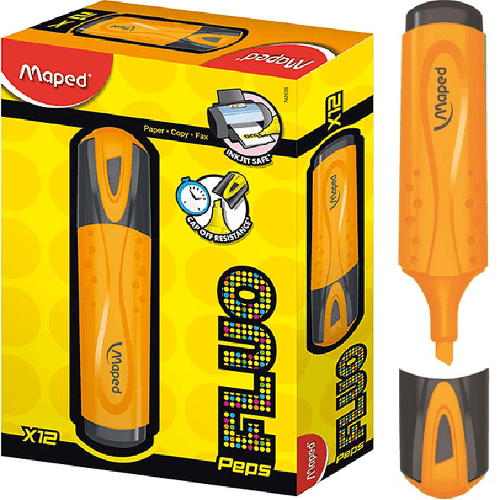 Maped Box 12 Fluo Peps Highlighters (Orange) - JB Hi-Fi