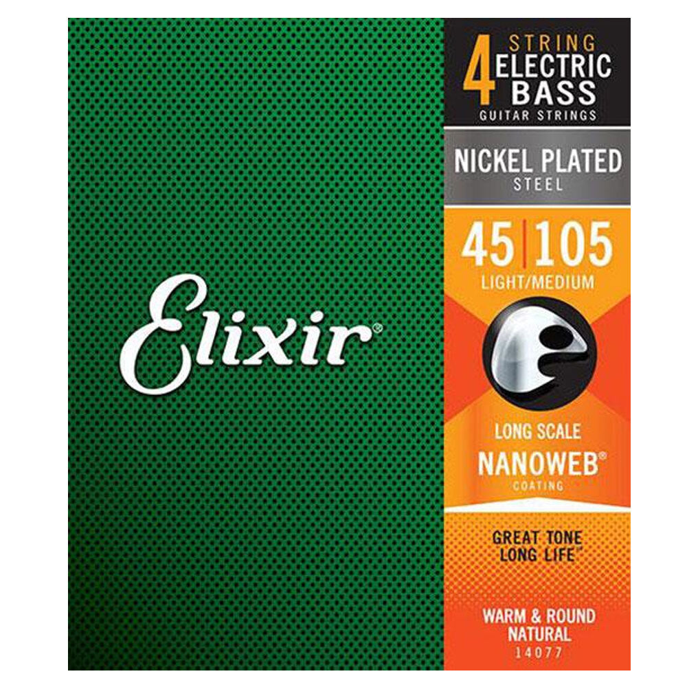 Elixir #14087 Bass String Nano Nickel Plated Steel 45-105 Light Medium ...