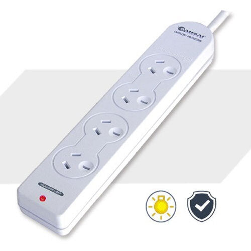 Sansaid 4-Outlet Power Strip Board with Surge Protection & Master Switch - JB Hi-Fi