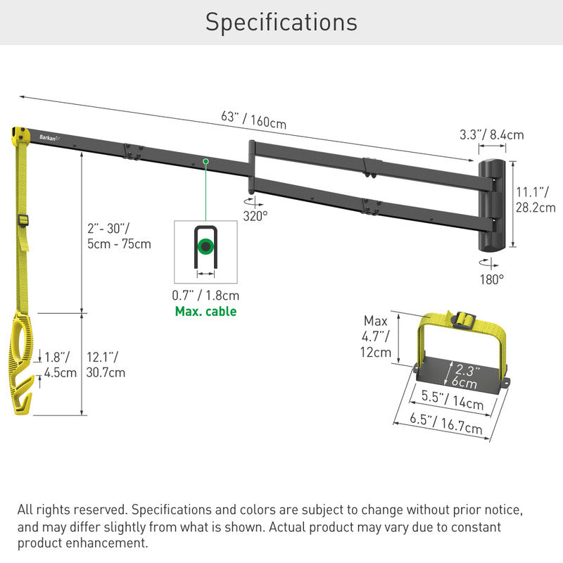 Barkan EV160WM 160cm Elegant Protective EV Charging Cable Wall Arm - JB ...
