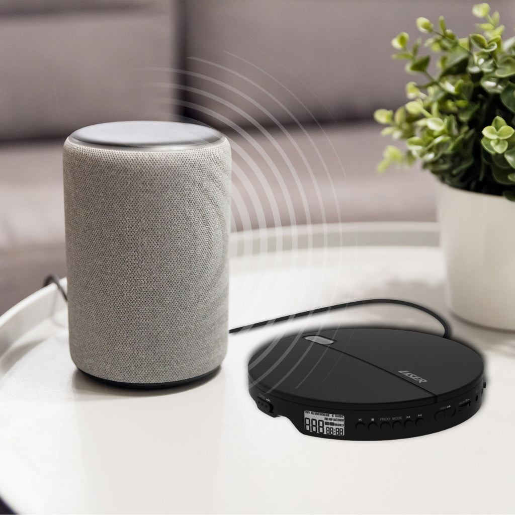 Laser Portable CD/MP3 Player with Anti-Skip + Headphones (Black) - JB Hi-Fi