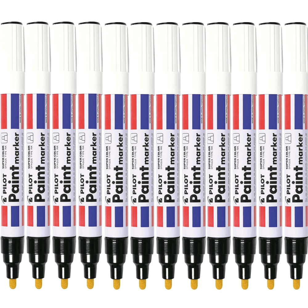 Pilot Box 12 Super Colour Paint Marker 4.5mm (Black) - JB Hi-Fi