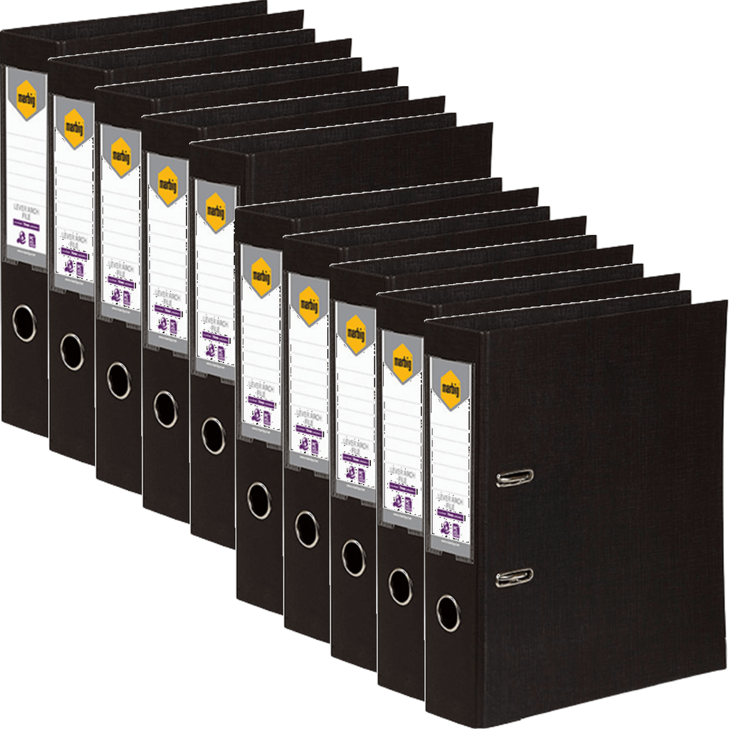 Marbig Lever Arch File Folder PE Foolscap (Black) [10 Pack] - JB Hi-Fi