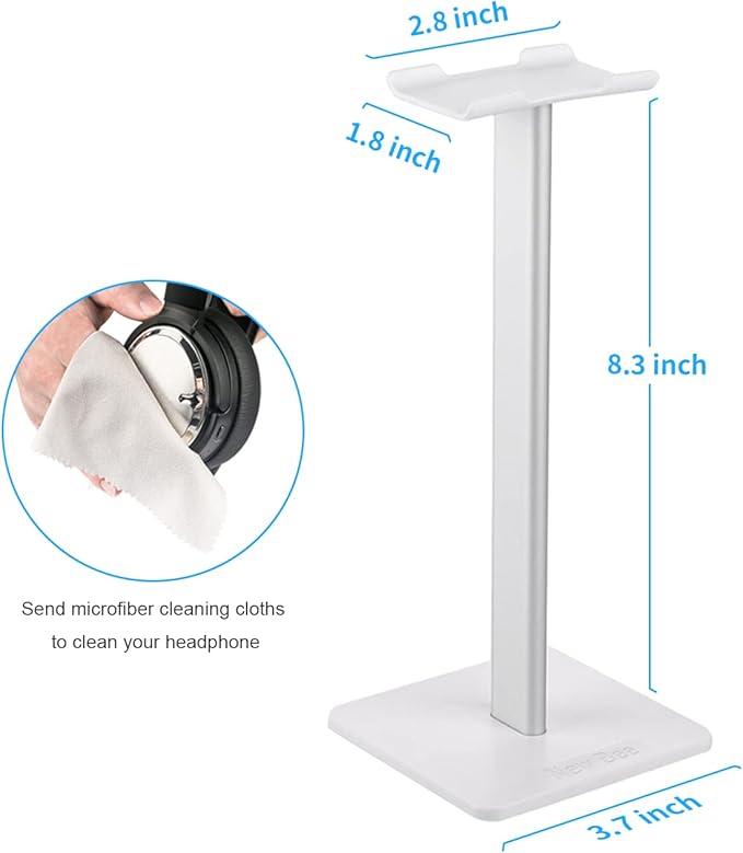 New Bee Headphone Stand with Aluminum Support Bar (Silver) - JB Hi-Fi