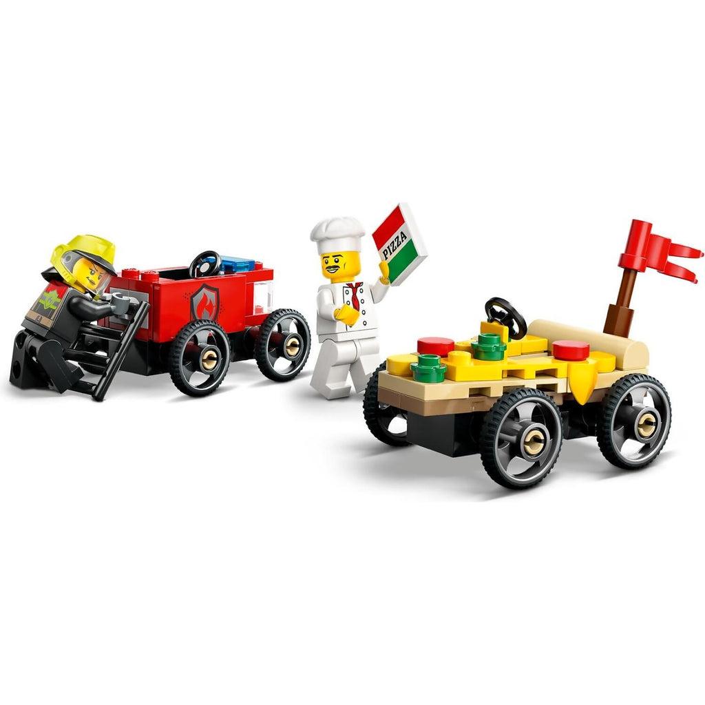 LEGO 60458 Pizza Vs. Fire Truck Race Car Pack - City - JB Hi-Fi