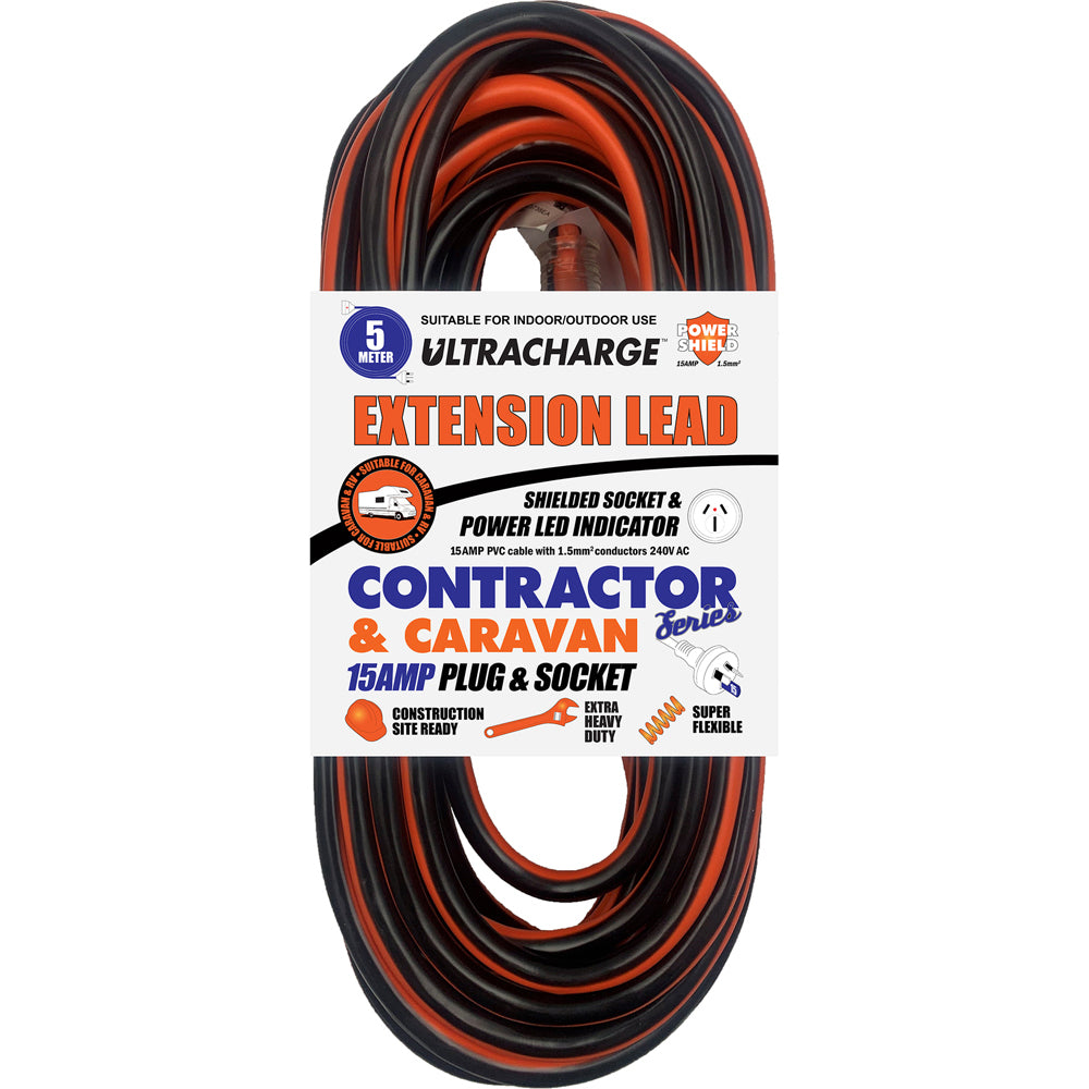 Ultracharge 5m 15A Extension Lead (Contractor/Caravans) - JB Hi-Fi