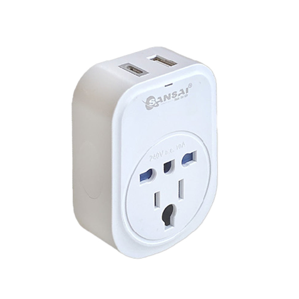 Sansai Worldwide Travel Adaptor USB-C+A UK/USA/Europe to AU/NZ Plug ...