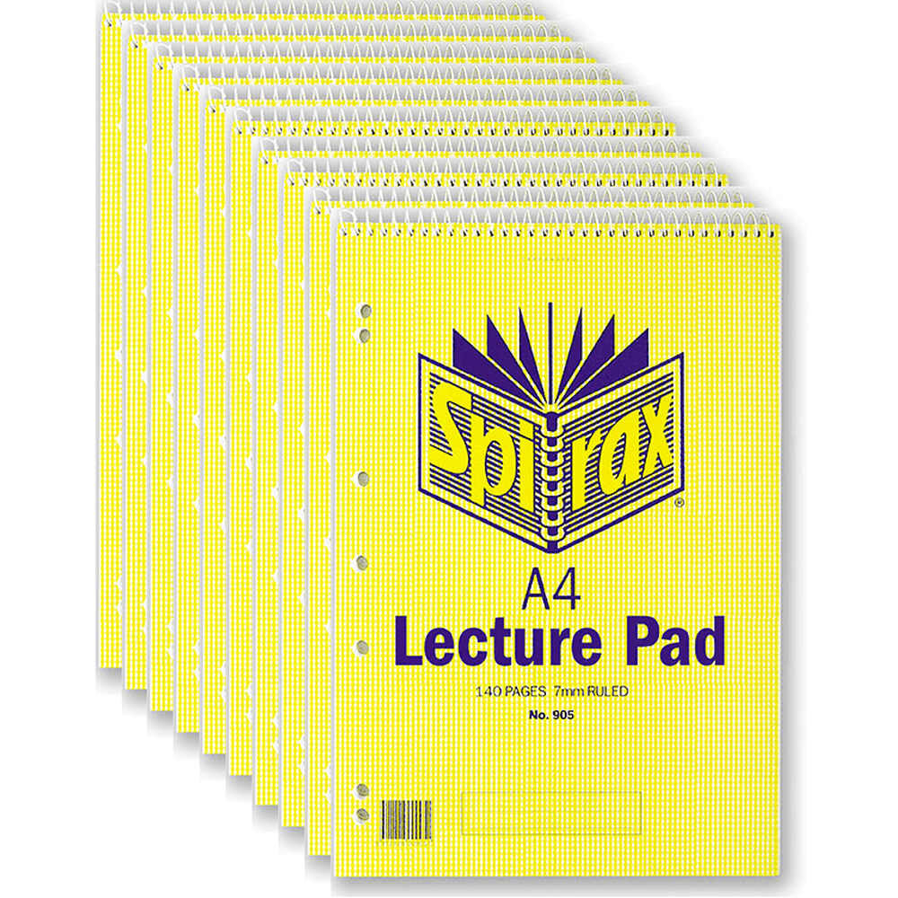 Spirax 905 Lecture Book Pad 7mm Ruled 7 Hole Punched Spiral 140 Pages ...