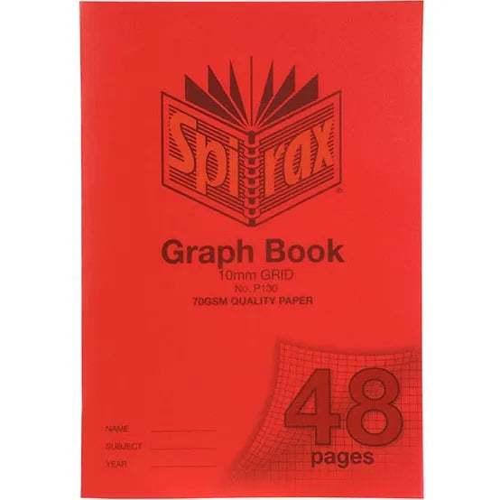 Spirax P130 Graph Book 10mm Grid 48 Page A4 (Red) [20 Pack] - JB Hi-Fi