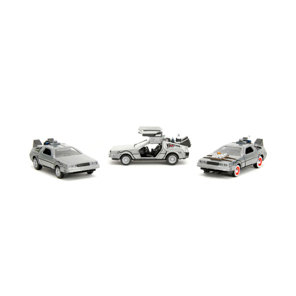 Jada 1:32 Scale Back To The Future Delorean Time Machine 3 Pack Diecast ...