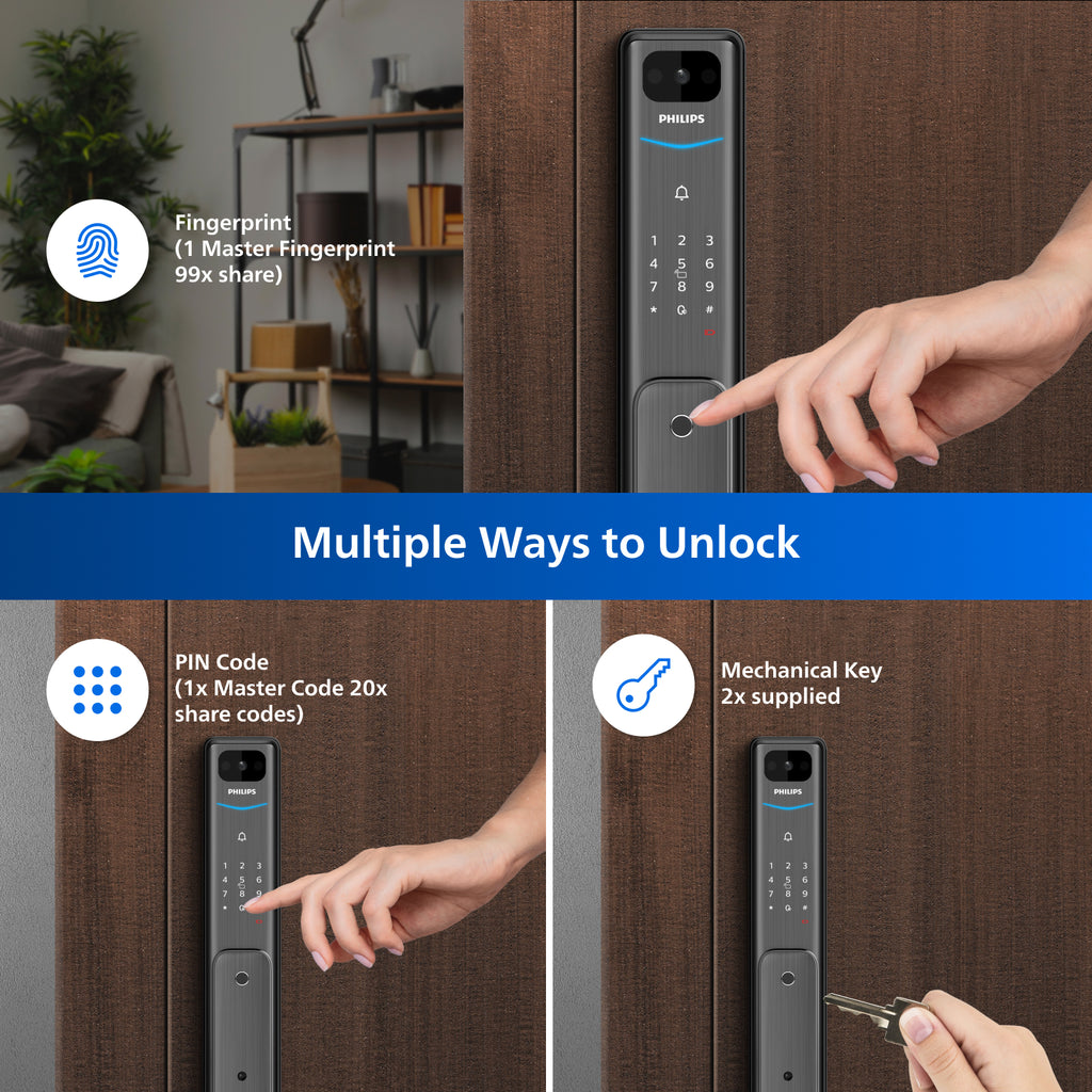 Philips VP-5HWS Smart Door Lock Alpha (Black) - JB Hi-Fi