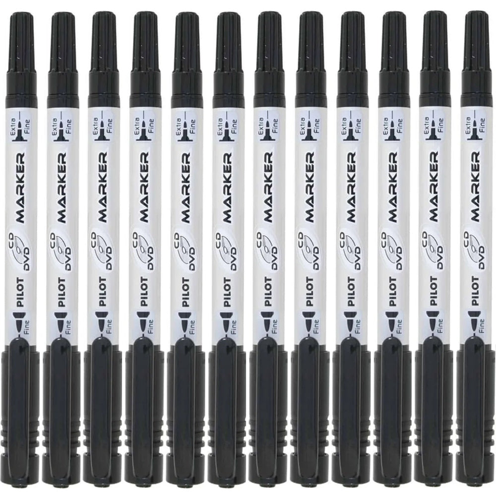 Pilot Box 12 CD/DVD Twin Ended Permanent Marker Extra Fine (Black) - JB ...