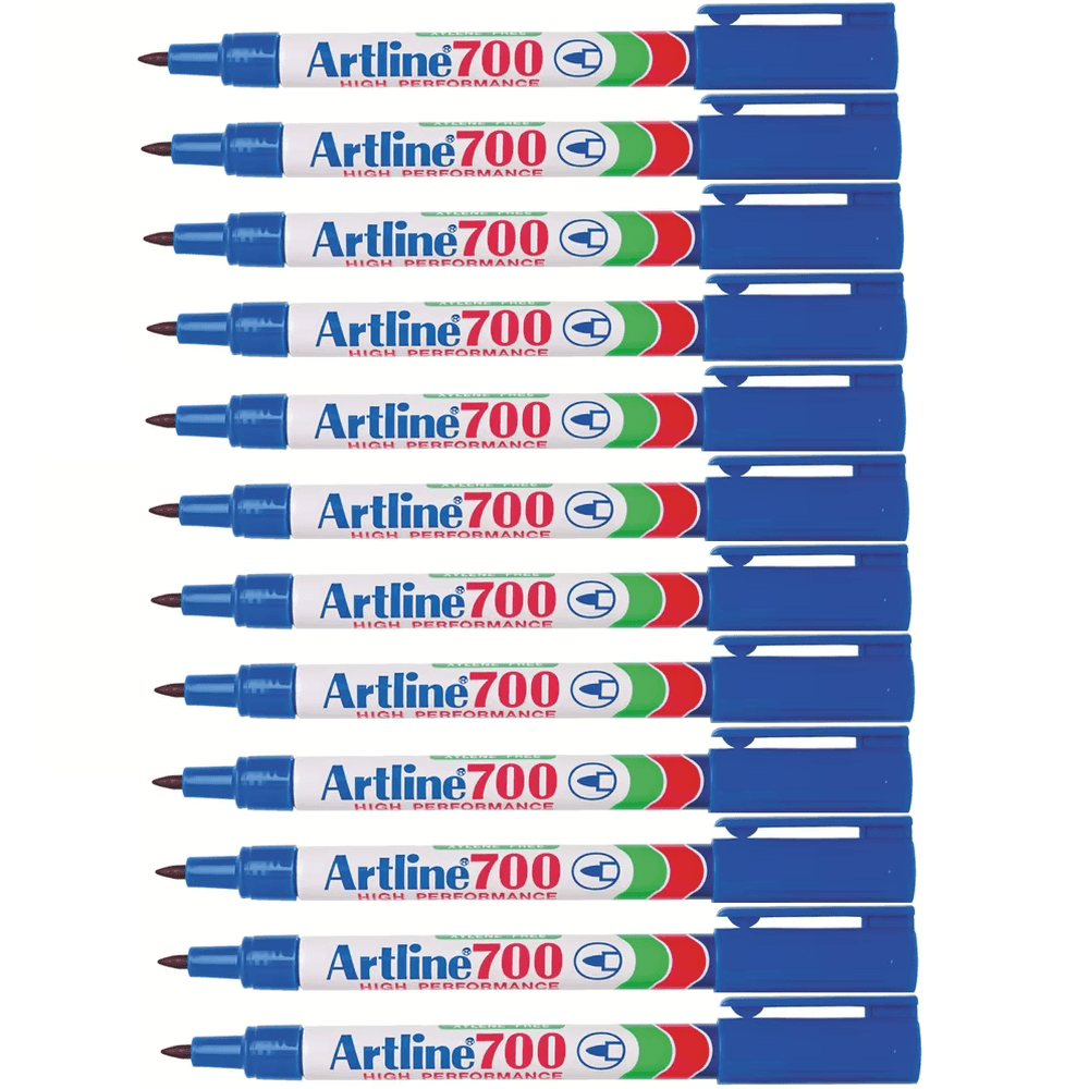 Artline 700 Box 12 Permanent Marker 0.7mm Bullet Tip (Blue) - JB Hi-Fi