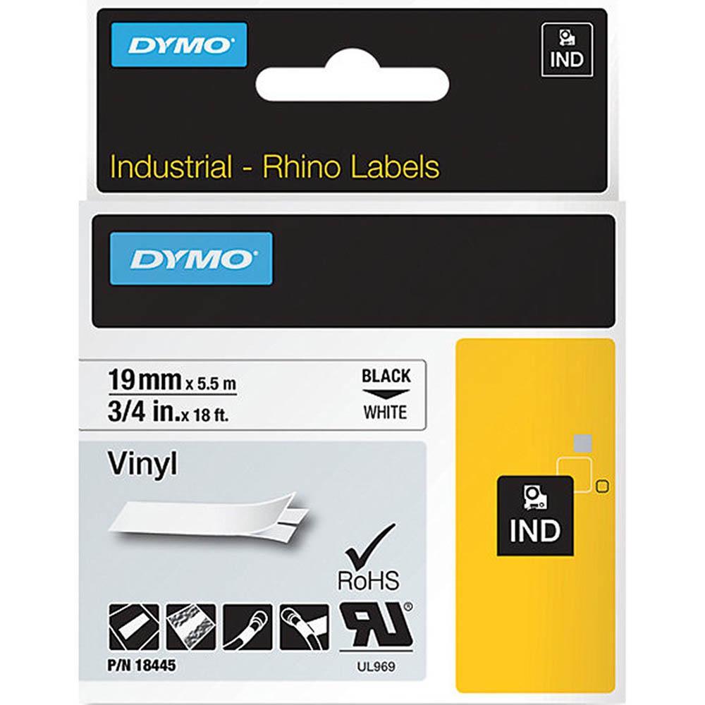 Dymo 18445 Rhino Industrial Tape Vinyl 19mm (Black On White) - JB Hi-Fi