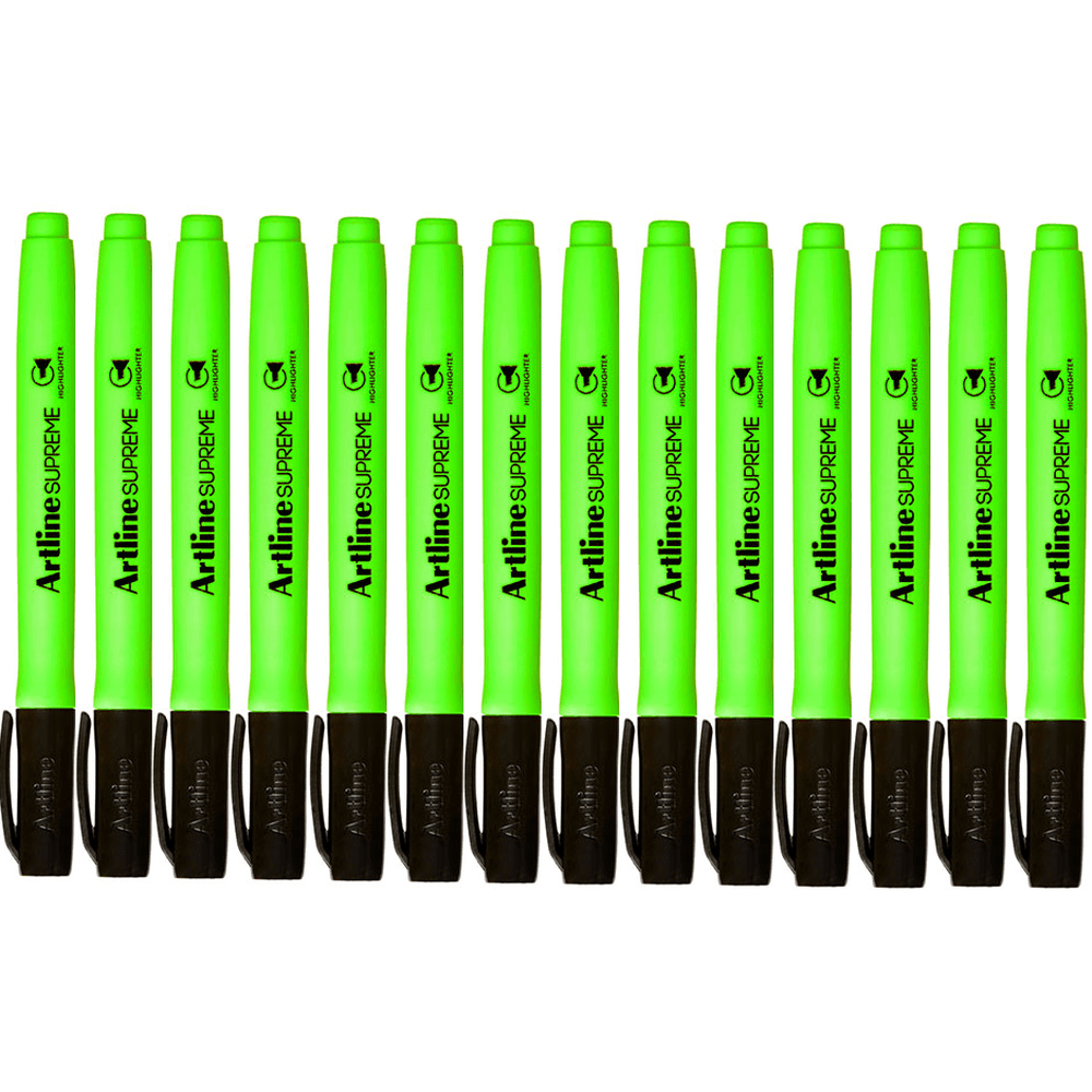 Artline Box 12 Supreme Highlighter (Green) - JB Hi-Fi