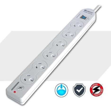 Sansai 6-Outlet Master Switched Surge Protected Power Strip Board - JB ...