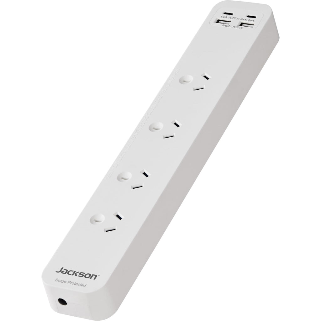 Jackson Surge Protected Board w/ 4 x Power Socket, 2 x USB-C, 2 X USB-A ...