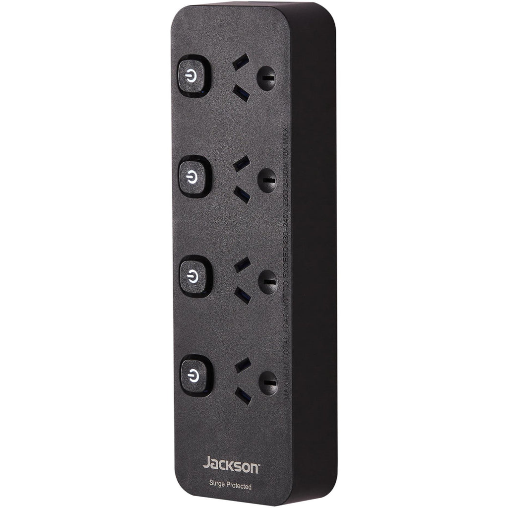 Jackson Surge Protected Board w/ 4 x Individual Switch Power Socket ...