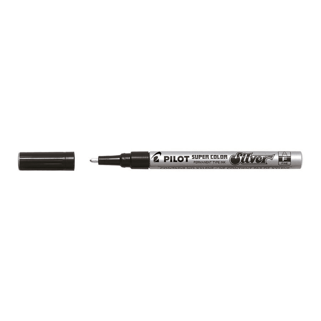 Pilot Box 12 Permanent Marker Super Colour Fine 3.0mm (Silver) - JB Hi-Fi