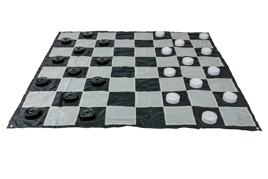 Jenjo Games Mega Size Plastic Outdoor Checkers Game Set with Mat - 1.5 ...