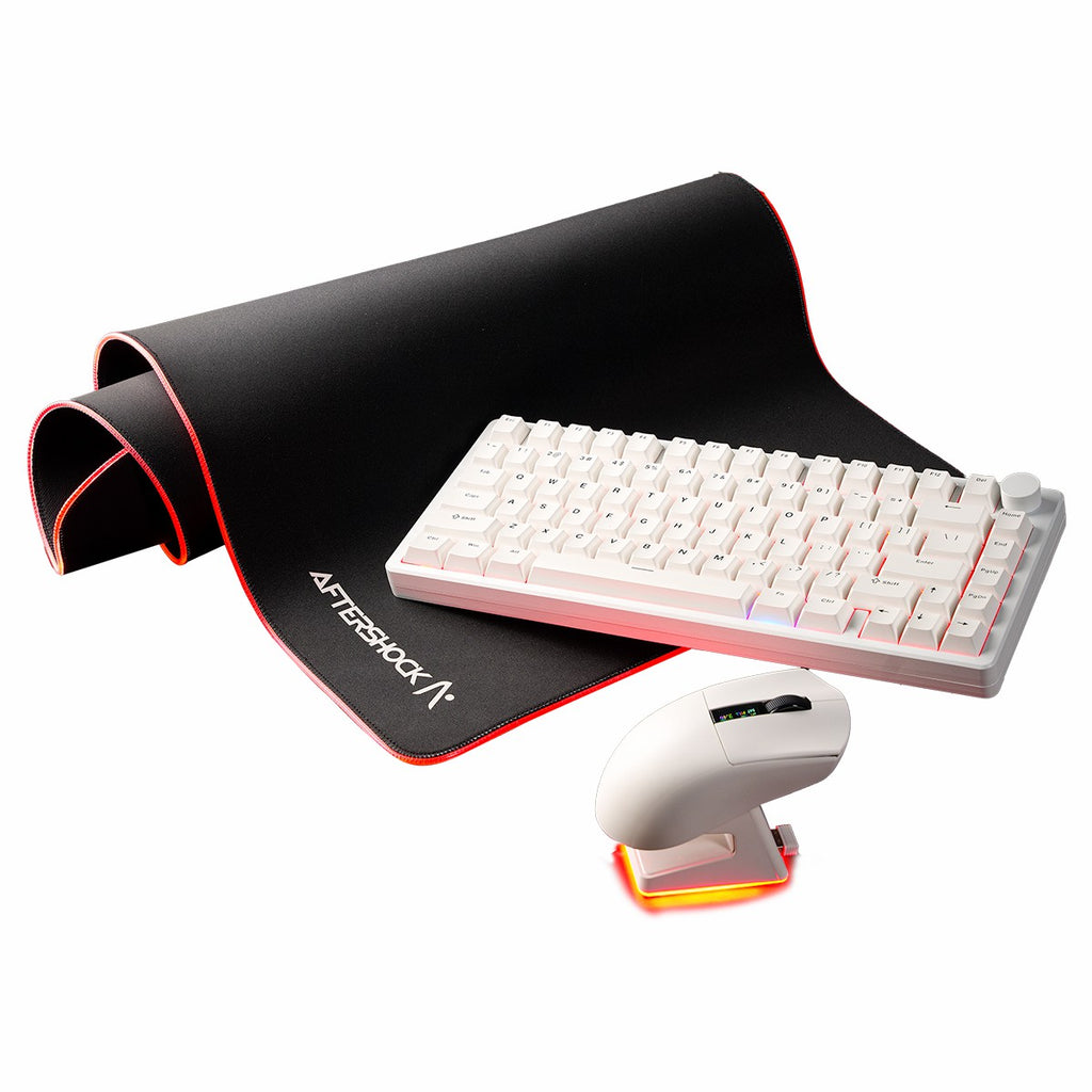 Aftershock Combo Kit – Oden 75 White Keyboard, Sliver+ XXL RGB Gaming ...