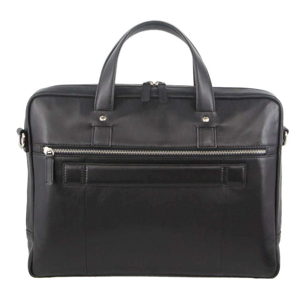 Pierre Cardin Mens Pebbled Leather 15" Laptop Bag (Black) - JB Hi-Fi
