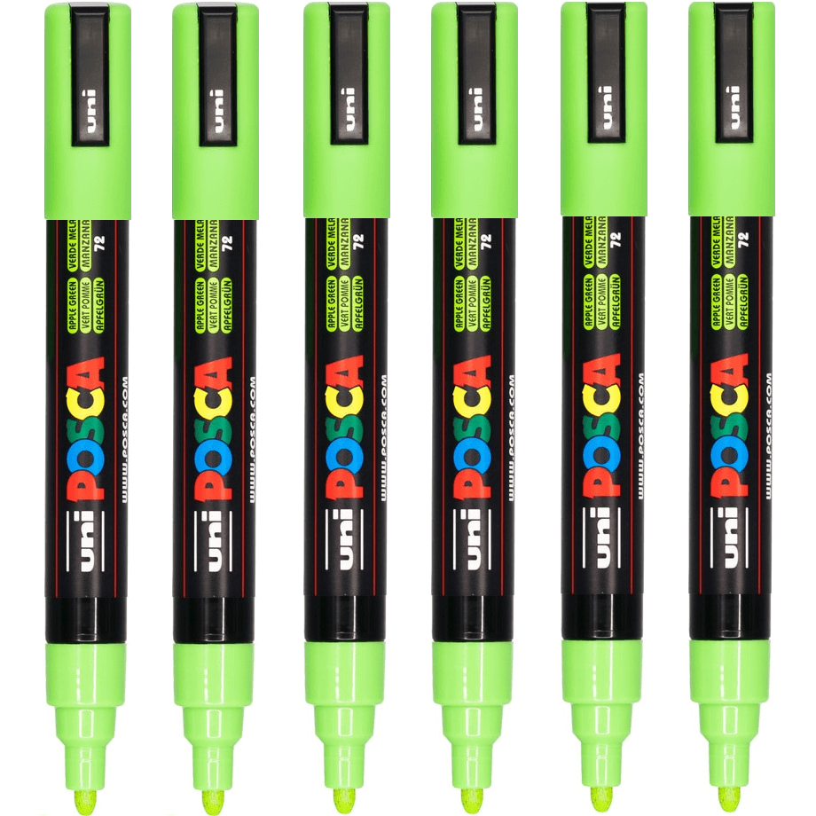 Uni Posca PC-5M Poster Marker Medium Bullet Tip 2.5mm (Apple Green) [6 ...