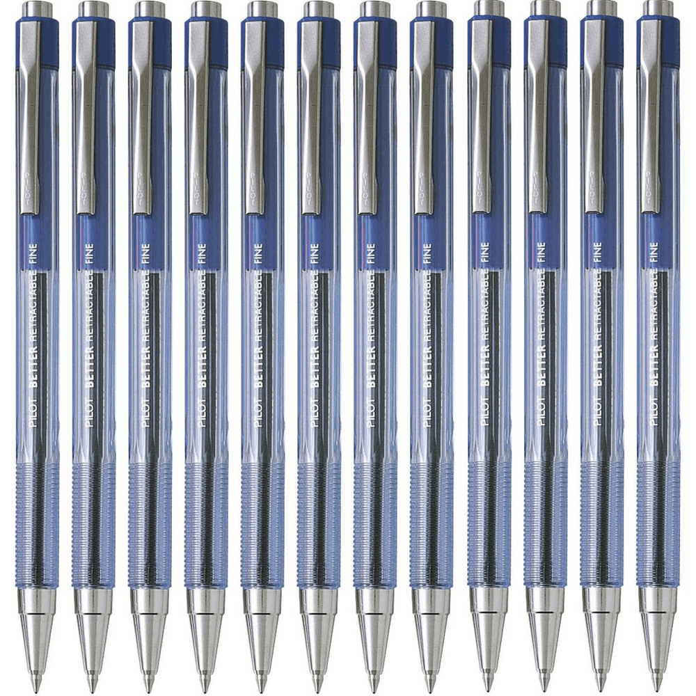 Pilot Box 12 Better Retractable Ballpoint Pen 0.7mm Fine (Blue) - JB Hi-Fi