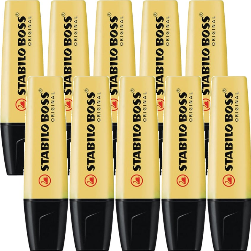 Stabilo Box 10 Boss Highlighter (Pastel Milky Yellow) - JB Hi-Fi