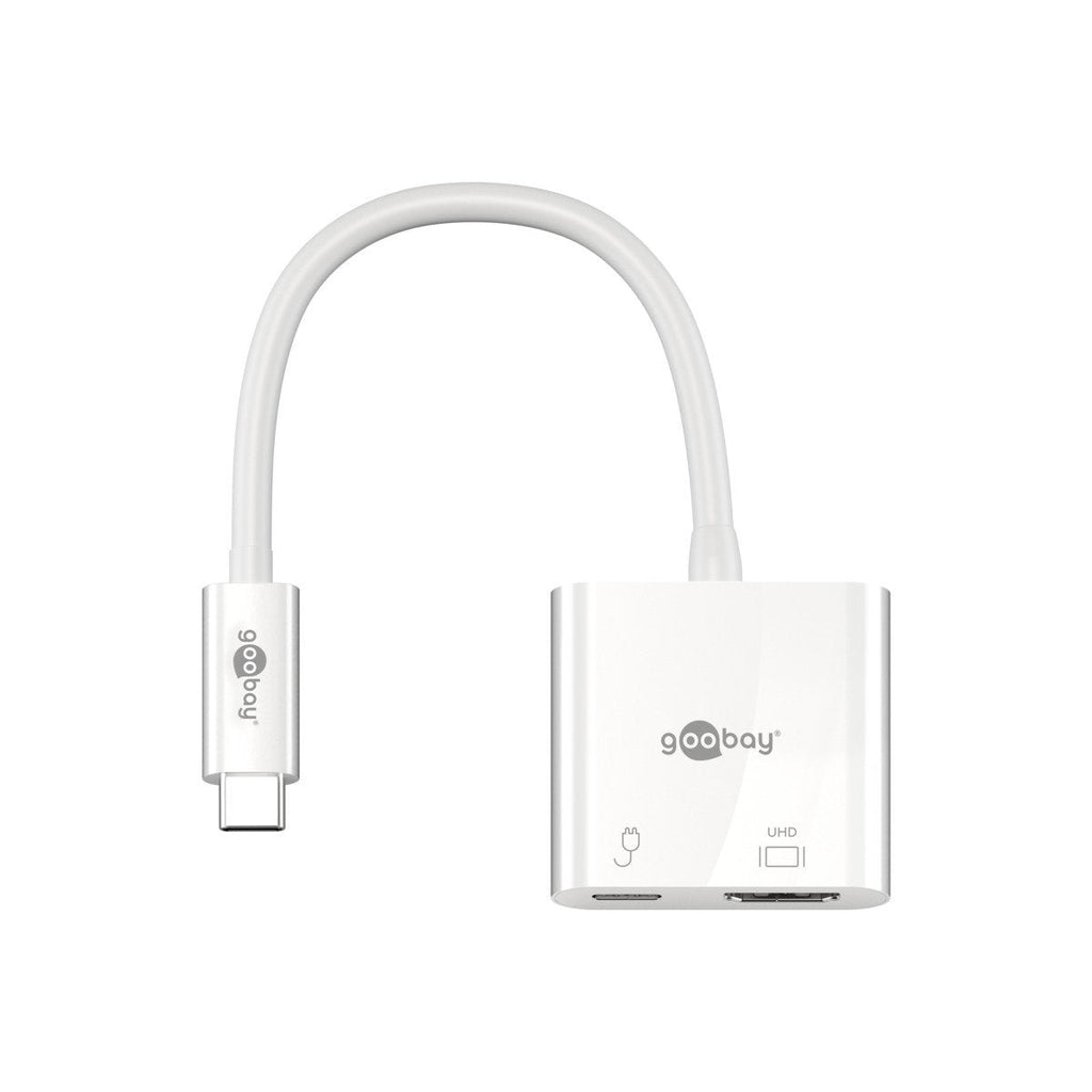 Goobay USB-C to HDMI Adapter 4k 60Hz 3A/60W Cable (White) - JB Hi-Fi