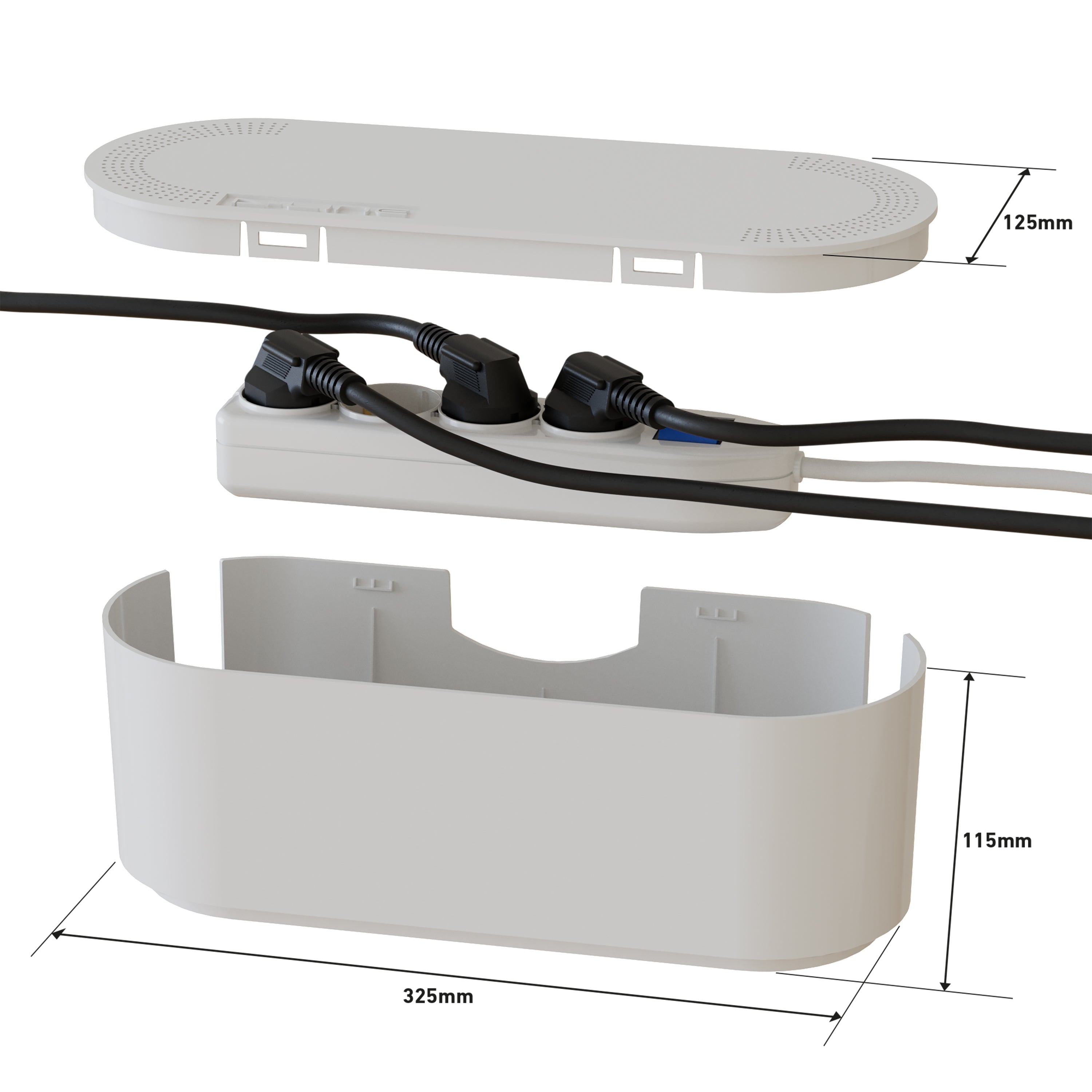 D-Line Cable Tidy Unit Cable Management Box - Small (White) - JB Hi-Fi