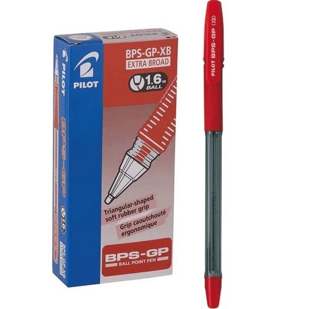 Pilot BPS-GP Box 12 Ballpoint Pen Extra Broad 1.6mm (Red) - JB Hi-Fi