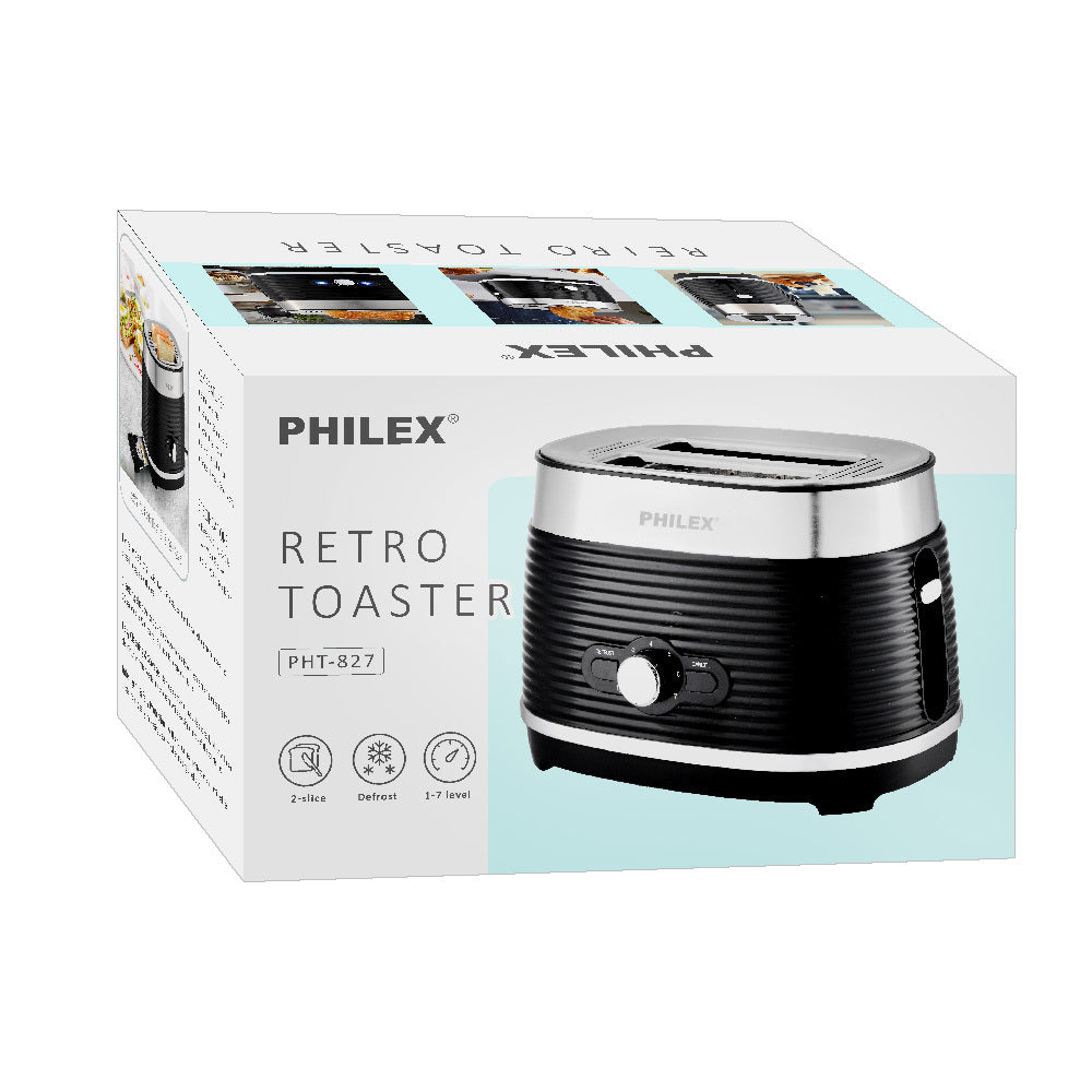 Philex 2-Slice Retro Electric Bread Toaster 815W (Black) - JB Hi-Fi