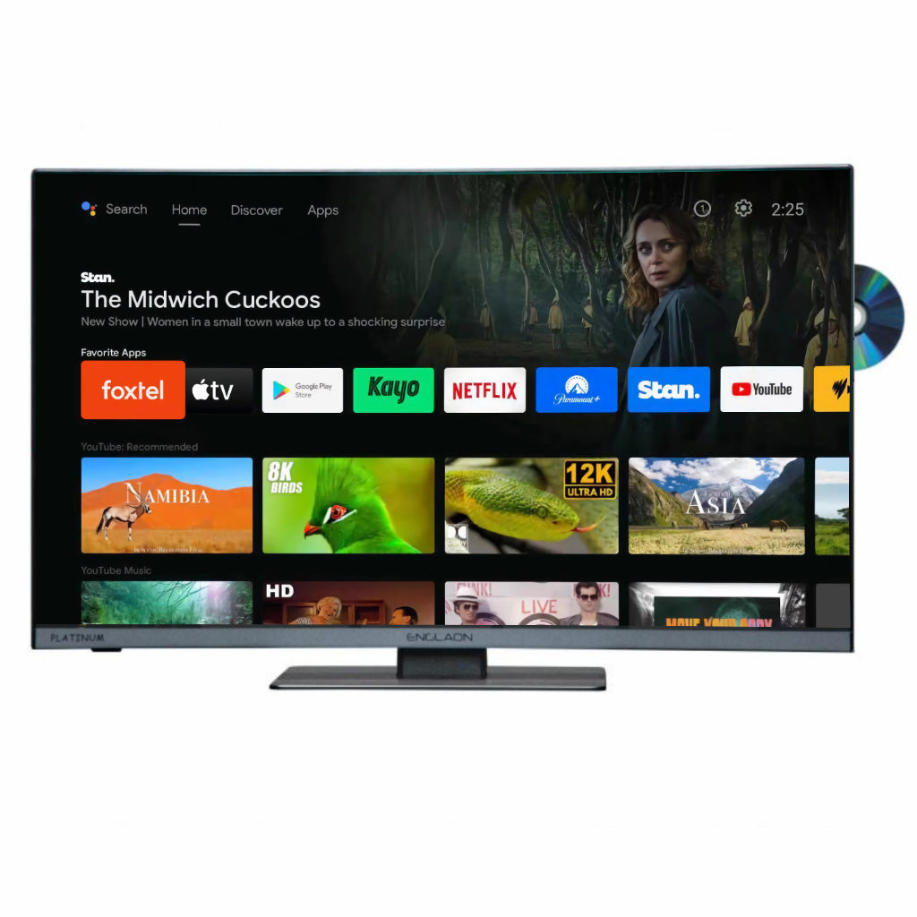 ENGLAON Frameless 22″ Full HD Google Smart TV (12V) With Built-in DVD ...