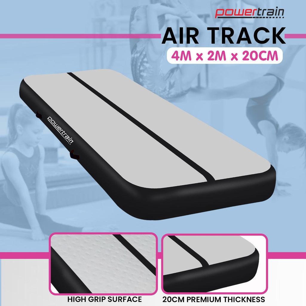 Powertrain 4m x 2m x 20cm Air Track Gymnastics Mat Tumbling Exercise ...