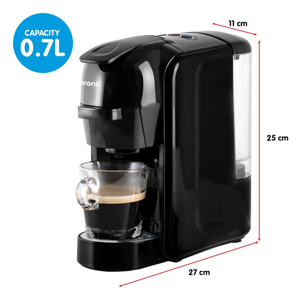 Pronti HomeMaid 3-in-1 Coffee Machine Multi-Capsule Pods and Ground ...