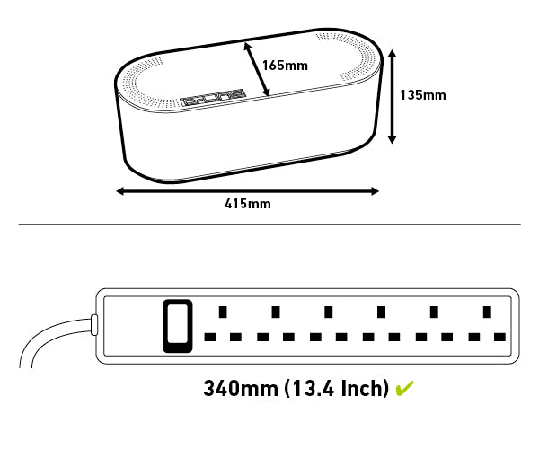 D-Line Cable Tidy Unit Cable Management Box - Large (White/Wood) - JB Hi-Fi