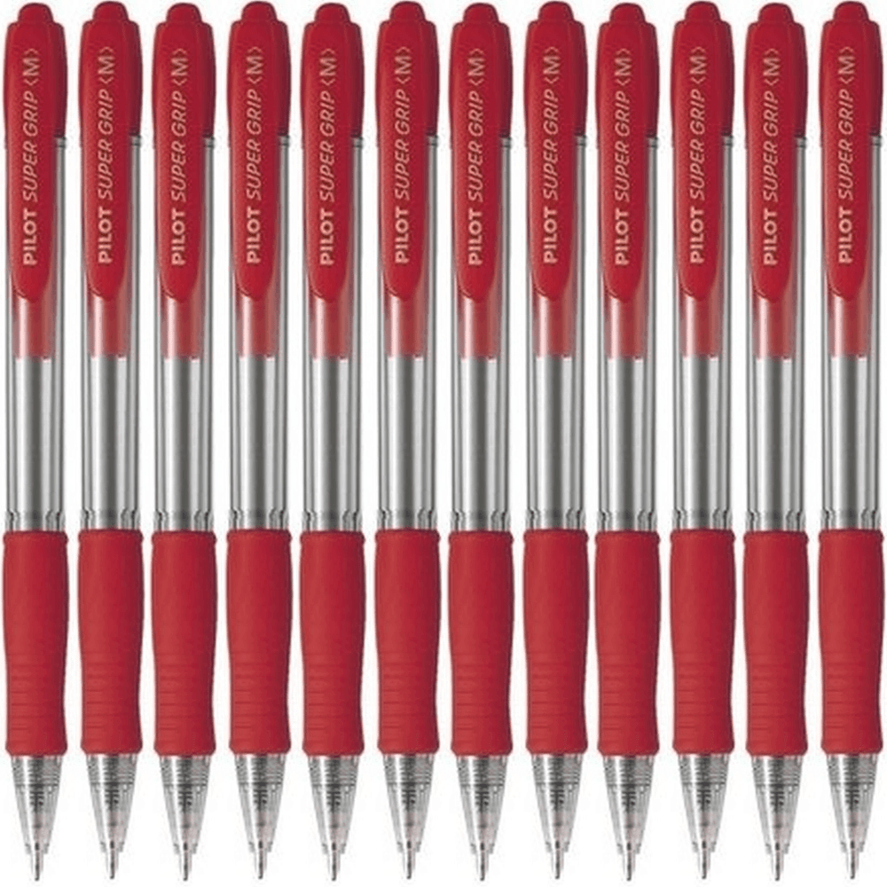 Pilot Super Grip Retractable Ballpoint Pen Medium 1.0mm (Red) [Box 12 ...