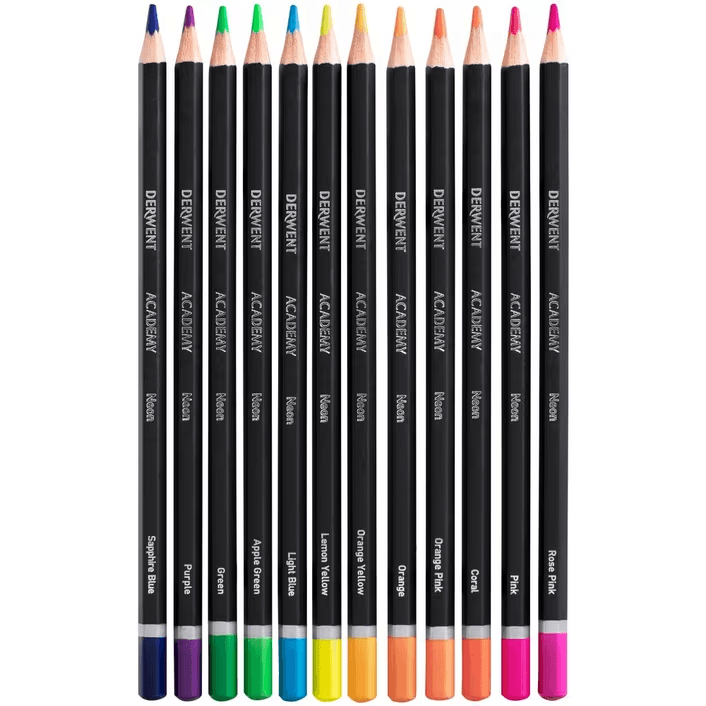 Derwent Academy Neon Coloured Pencils Tin [12 Set] - JB Hi-Fi