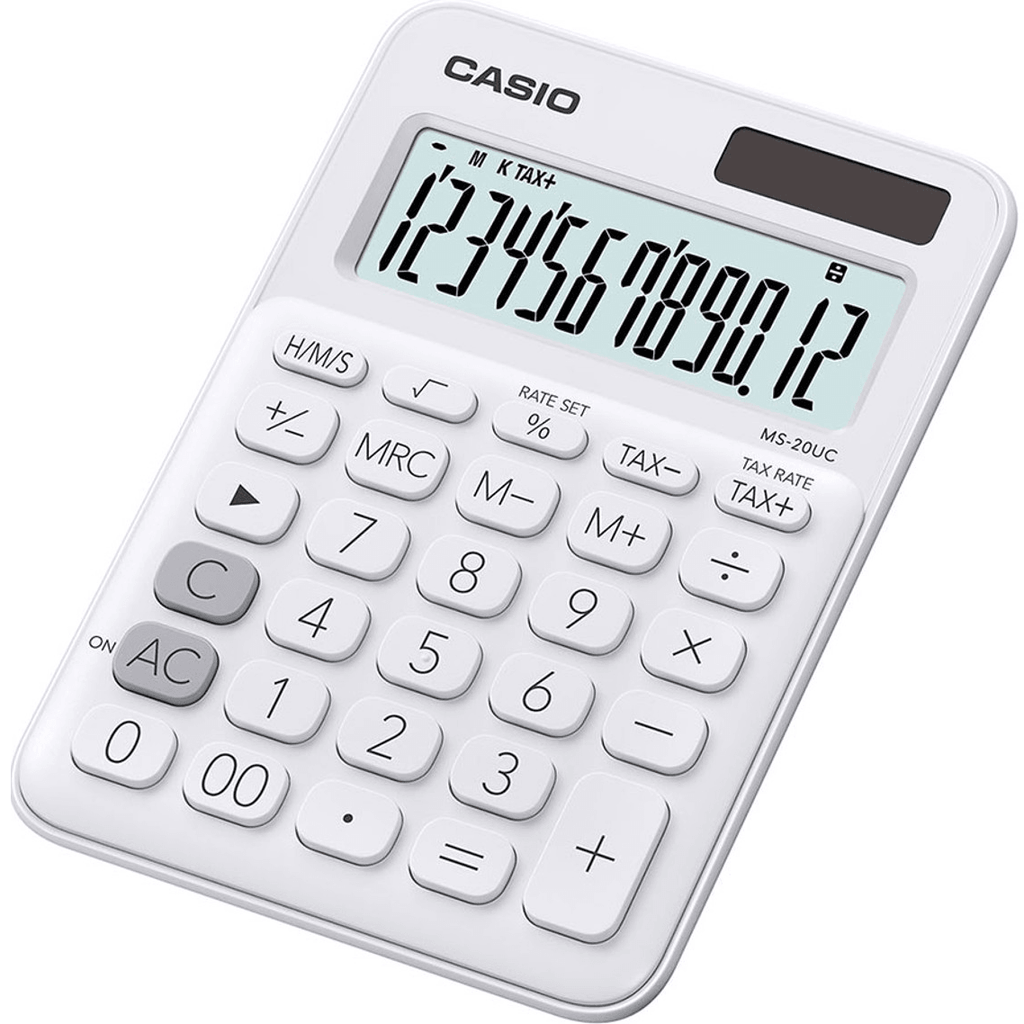 Casio MS20UCWE Desk Calculator 12 Digit (White) - JB Hi-Fi