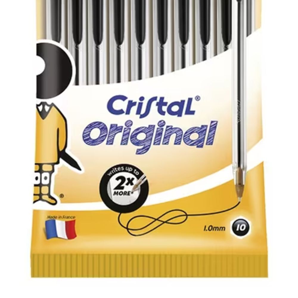 Bic Cristal Original Ballpoint Pen 1.0mm Nib - Black (10-Piece) - JB Hi-Fi