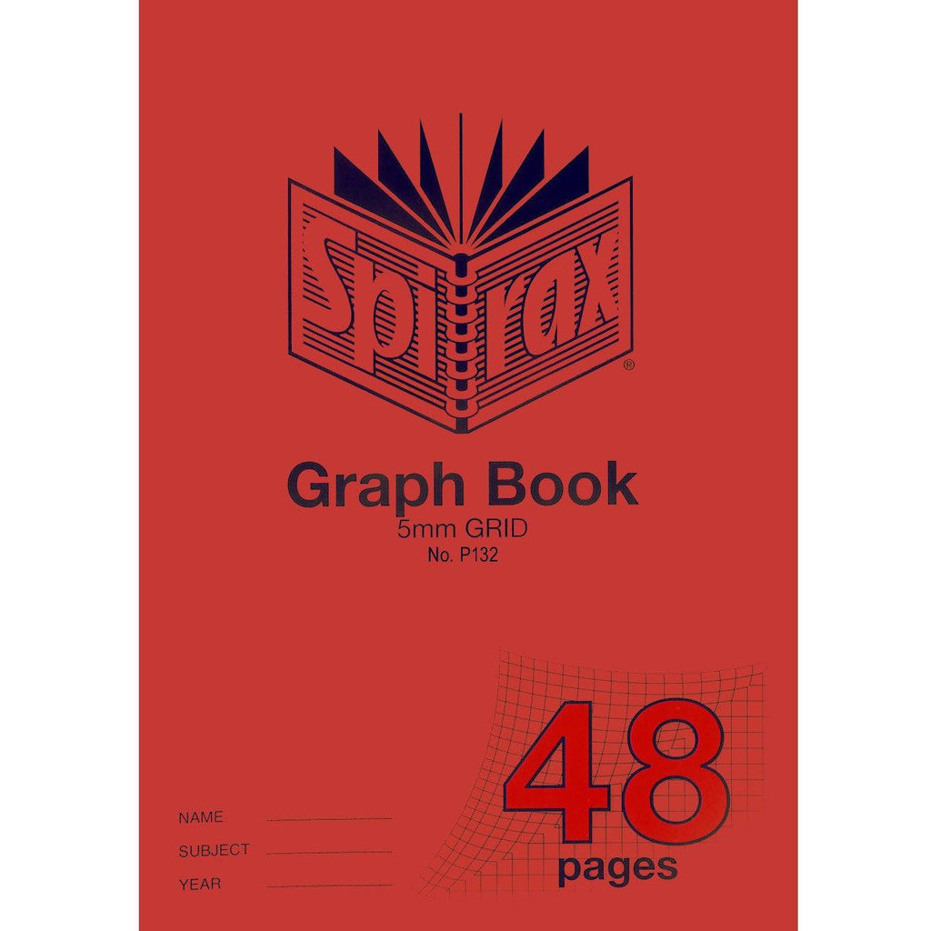Spirax 132 20 Pack 48 Pages Graph Book 5mm Grids PP Cover A4 Bulk (Red ...